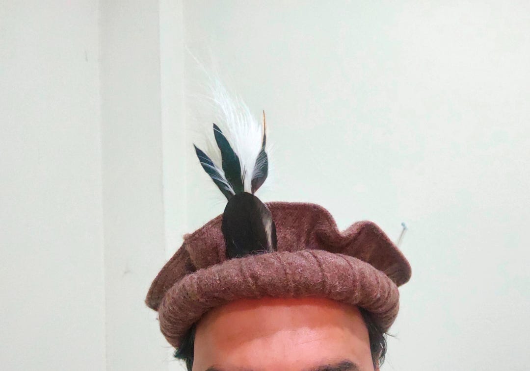 Pakol Cap With Feather With Lines Handmade Afghani Hat Wool Kausia Hat ...
