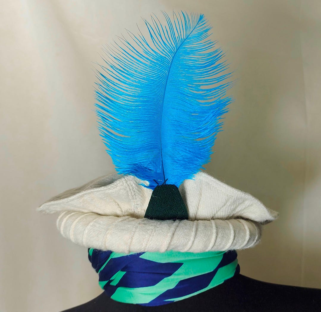 White Pakol Cap With Feather With Lines Handmade Afghani Hat Wool ...