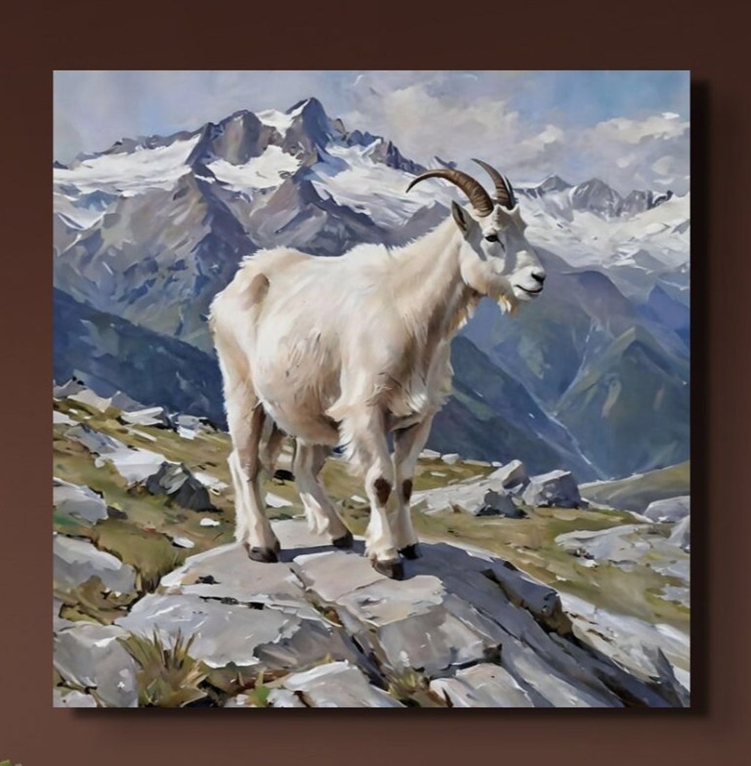 Himalayan Mountain Goat Surveys the Wild Digital Art Wall Print ...