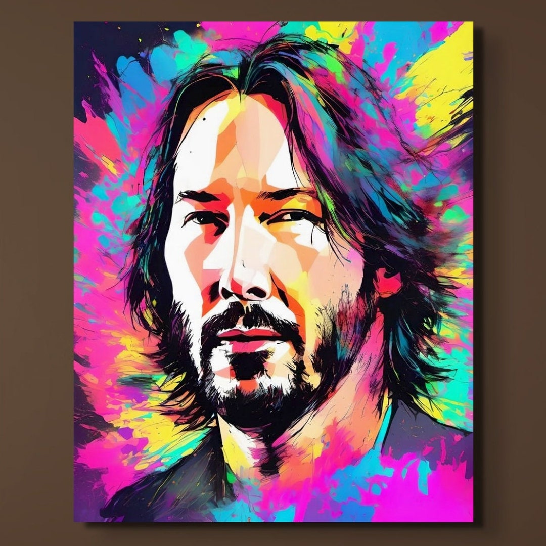 Keanu Reeves Splashed With Color Digital Wall Art, Keanu Reeves Print ...
