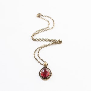 Gothic Necklace With Dark Red Pendant-victorian Necklace With Antique ...