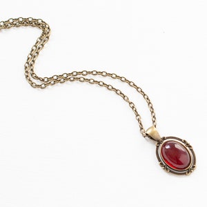 Gothic Necklace With Dark Red Pendant-victorian Necklace With Antique ...