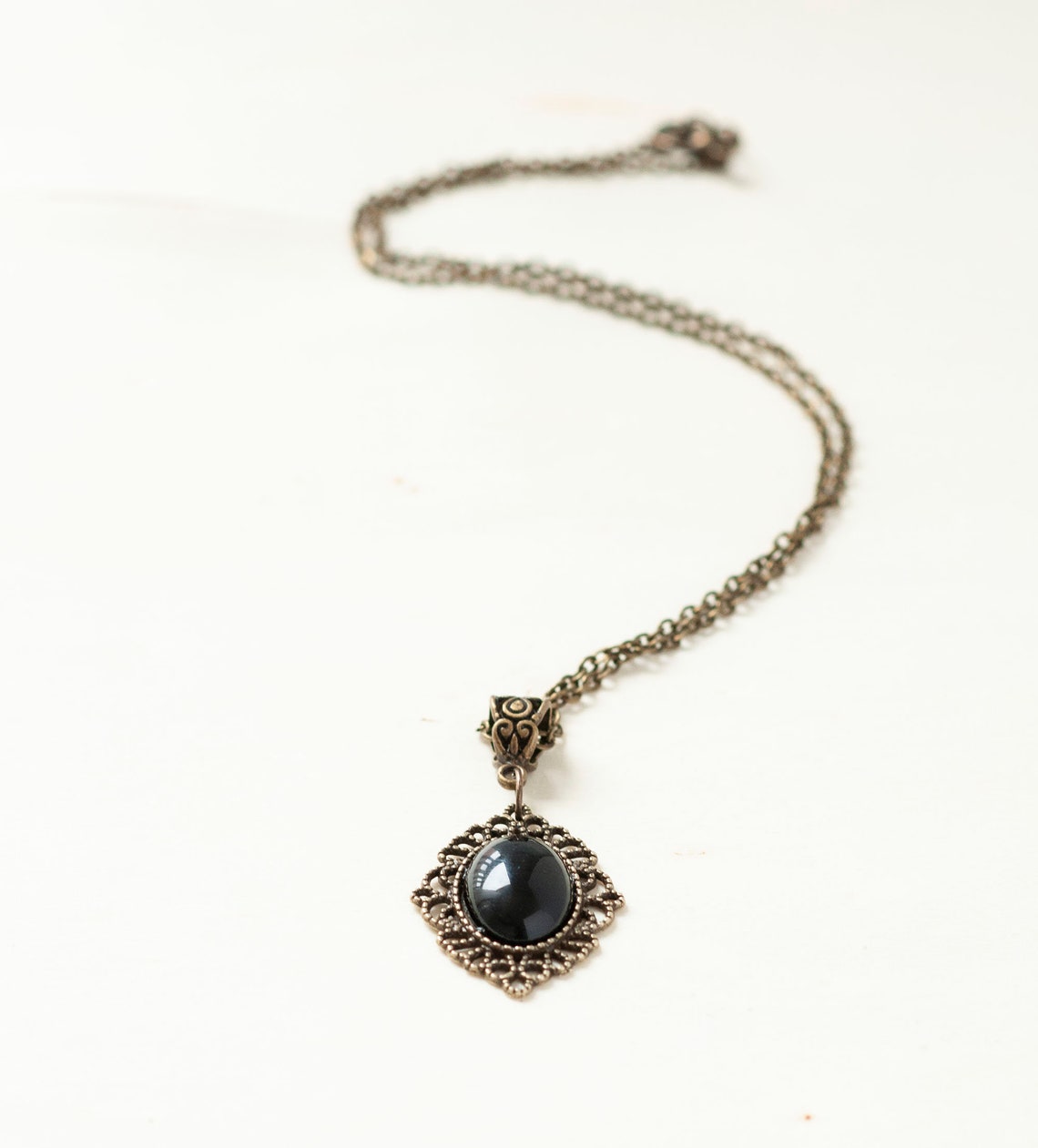 Gothic necklace with black agate pendant-Victorian Cameo | Etsy