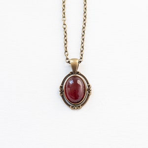 Gothic Necklace With Dark Red Pendant-victorian Necklace With Antique ...