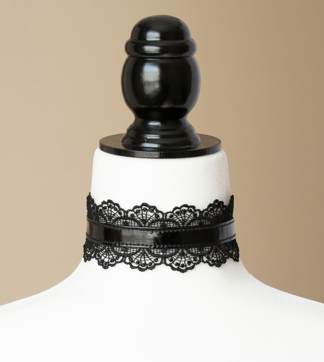 Black Lace & PVC Choker/fetish Collar/gothic Necklace - Etsy