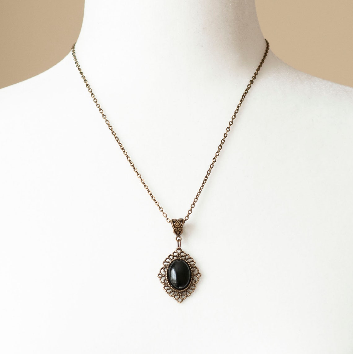 Gothic necklace with black agate pendant-Victorian Cameo | Etsy