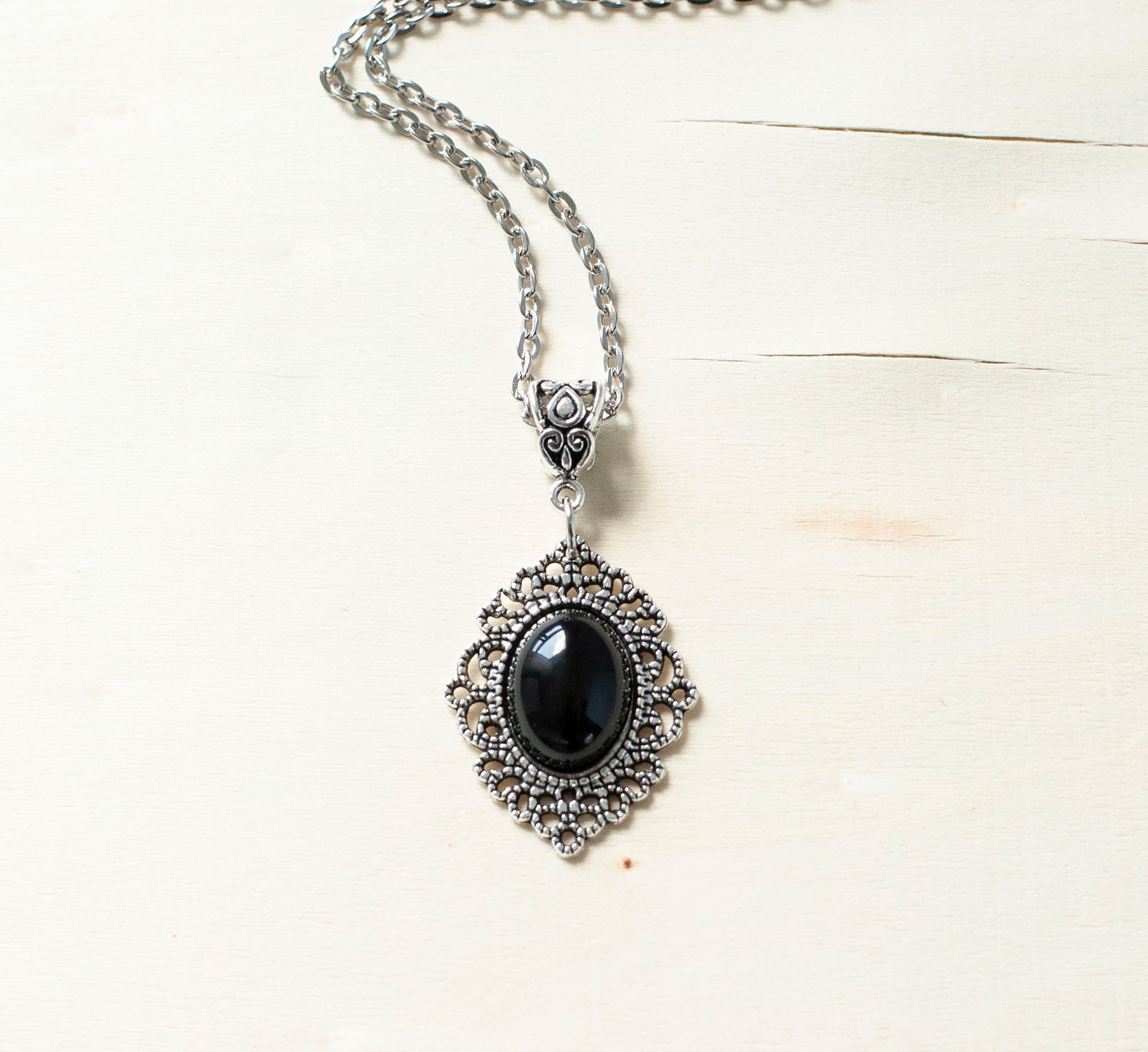 Gothic necklace with black agate pendant-Victorian Cameo | Etsy
