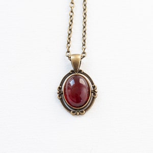 Gothic Necklace With Dark Red Pendant-victorian Necklace With Antique ...