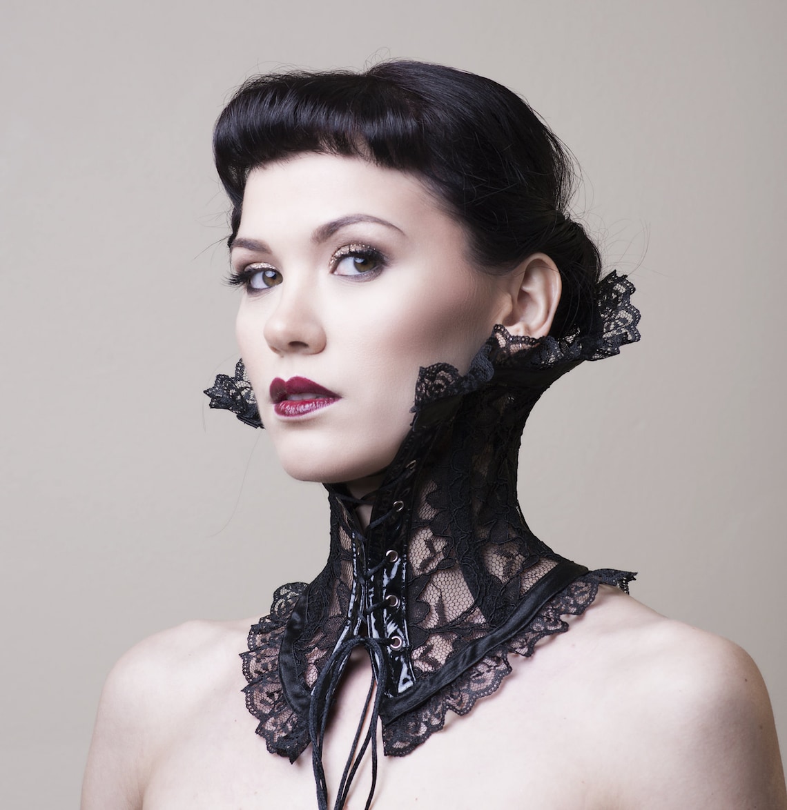 Baroque Black Lace Neck Corset-victorian Choker-gothic Posture Collar ...