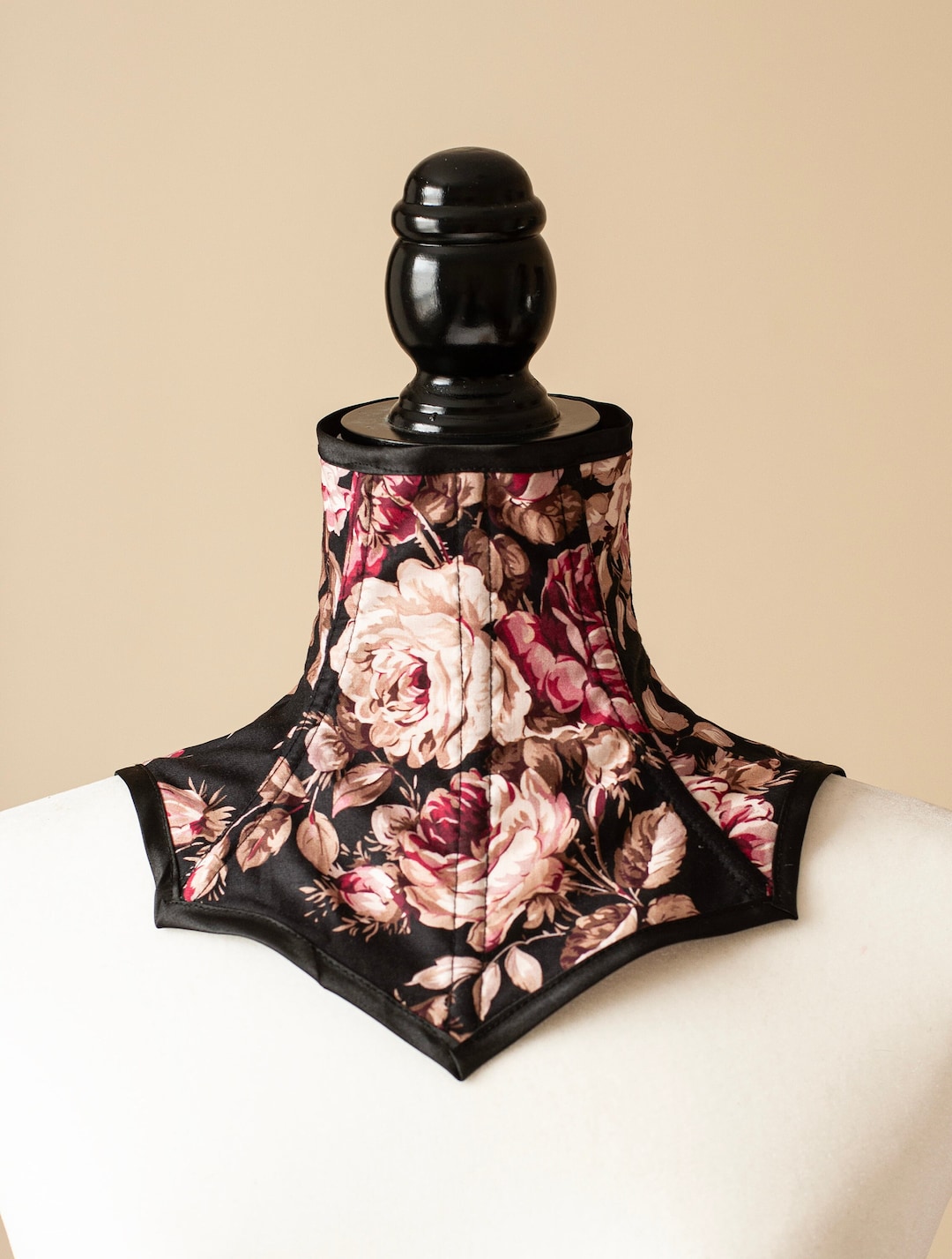 Floral Neck Corset in Multicolor Cotton Print-adjustable Posture Collar ...