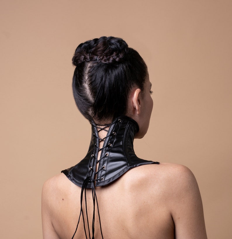 Black Faux Leather or PVC Neck Corset/choker - Etsy