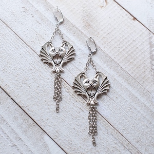 Gargoyle Dangle Earrings With Chains-gothic Jewelry-halloween ...