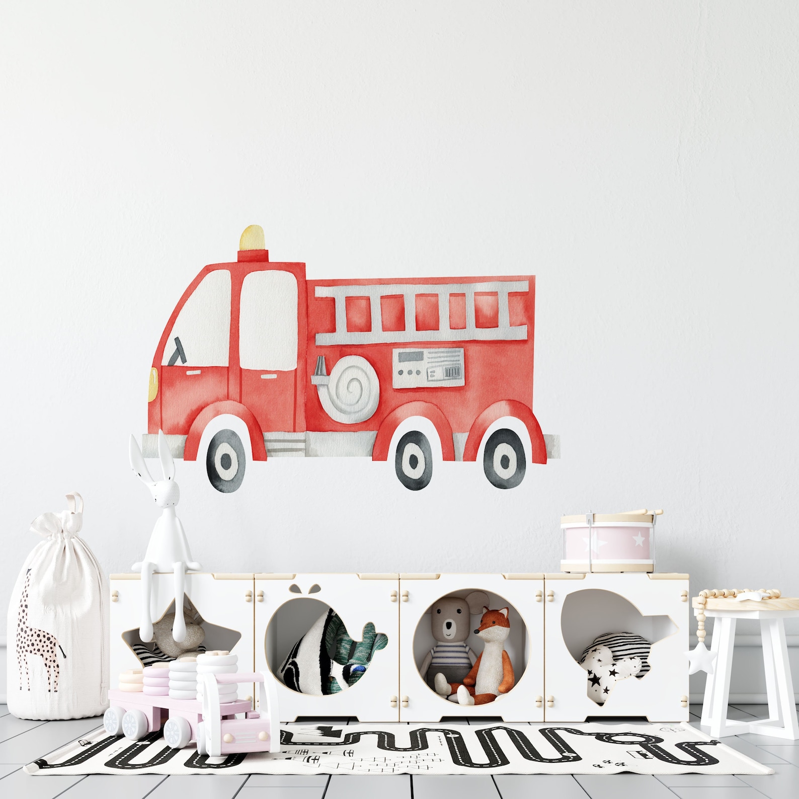 BIG Fire Brigade Wall Decal, Boy Room Decal, Peel and Stick, Nursery ...