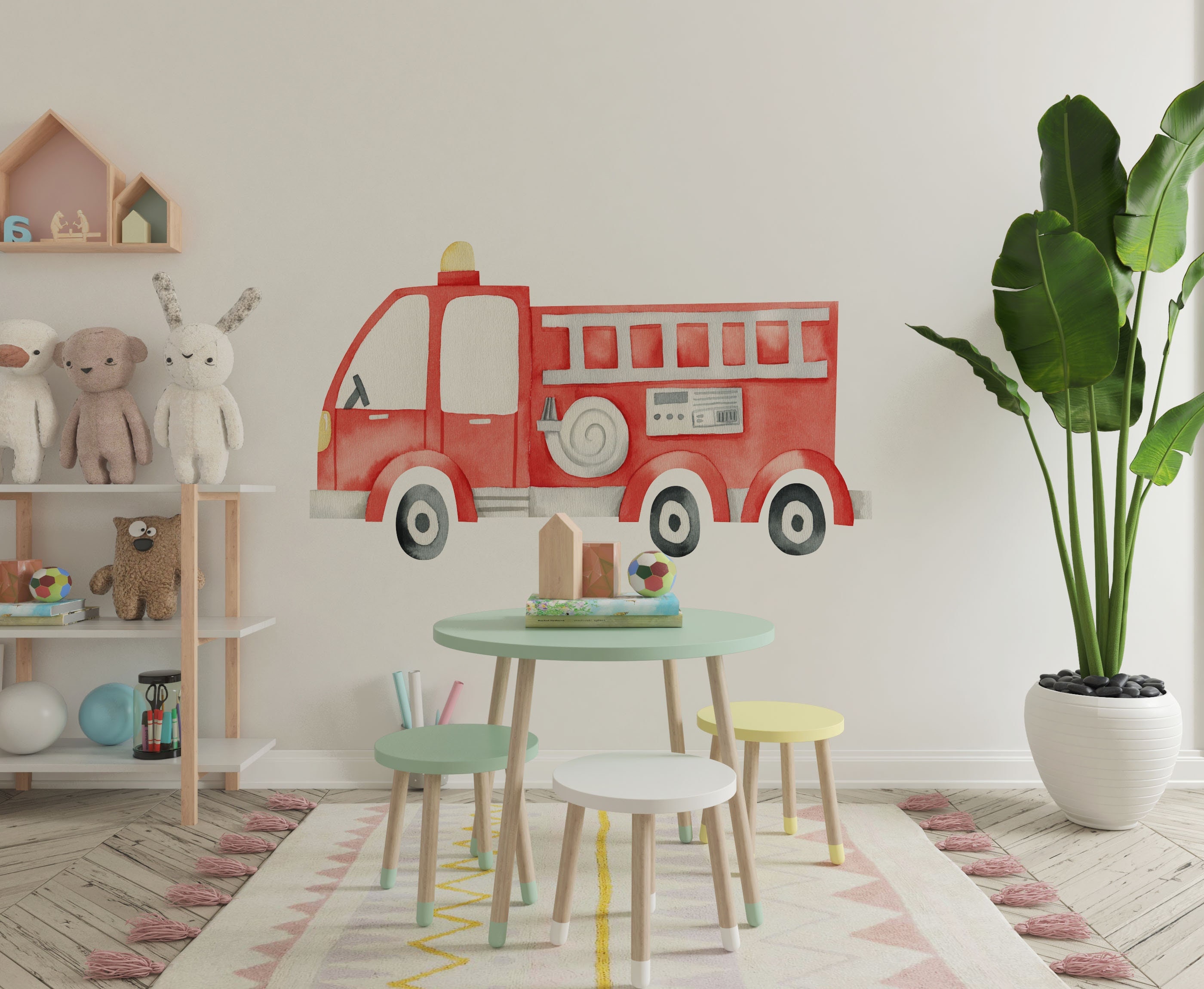 BIG Fire Brigade Wall Decal, Boy Room Decal, Peel and Stick, Nursery ...