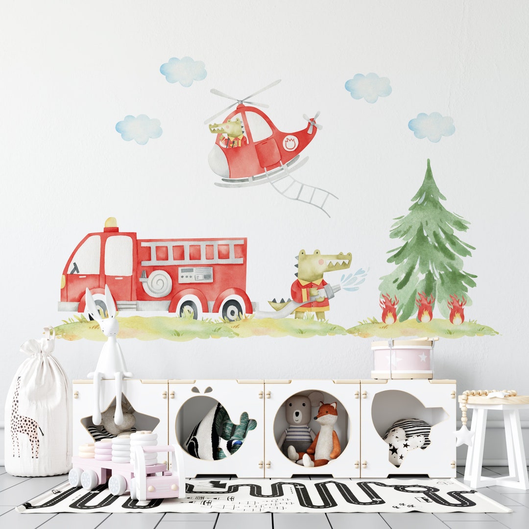 Boy Room Wall Decals, Fire Brigade Wall Decals Peel and Stick, Wall ...