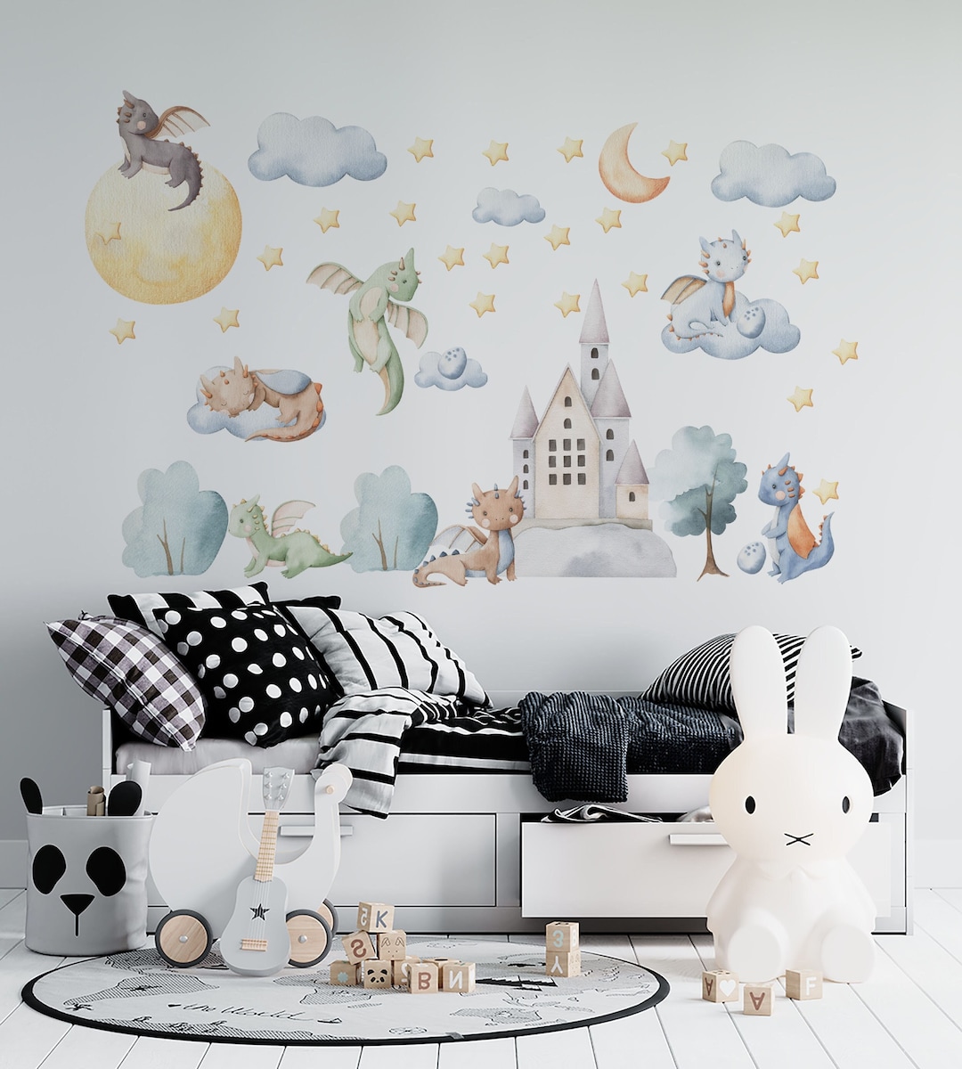 Dragon Wall Decal, Dragon Decals, Kids Room Decal,nursery Wall Decal ...