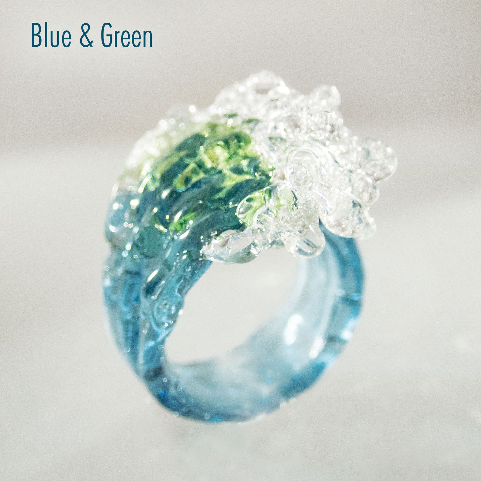 Handmade Glass Ocean Wave Ring: Chunky Mermaidcore Jewelry - Etsy