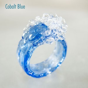 Handmade Glass Ocean Wave Ring: Chunky Mermaidcore Jewelry - Etsy