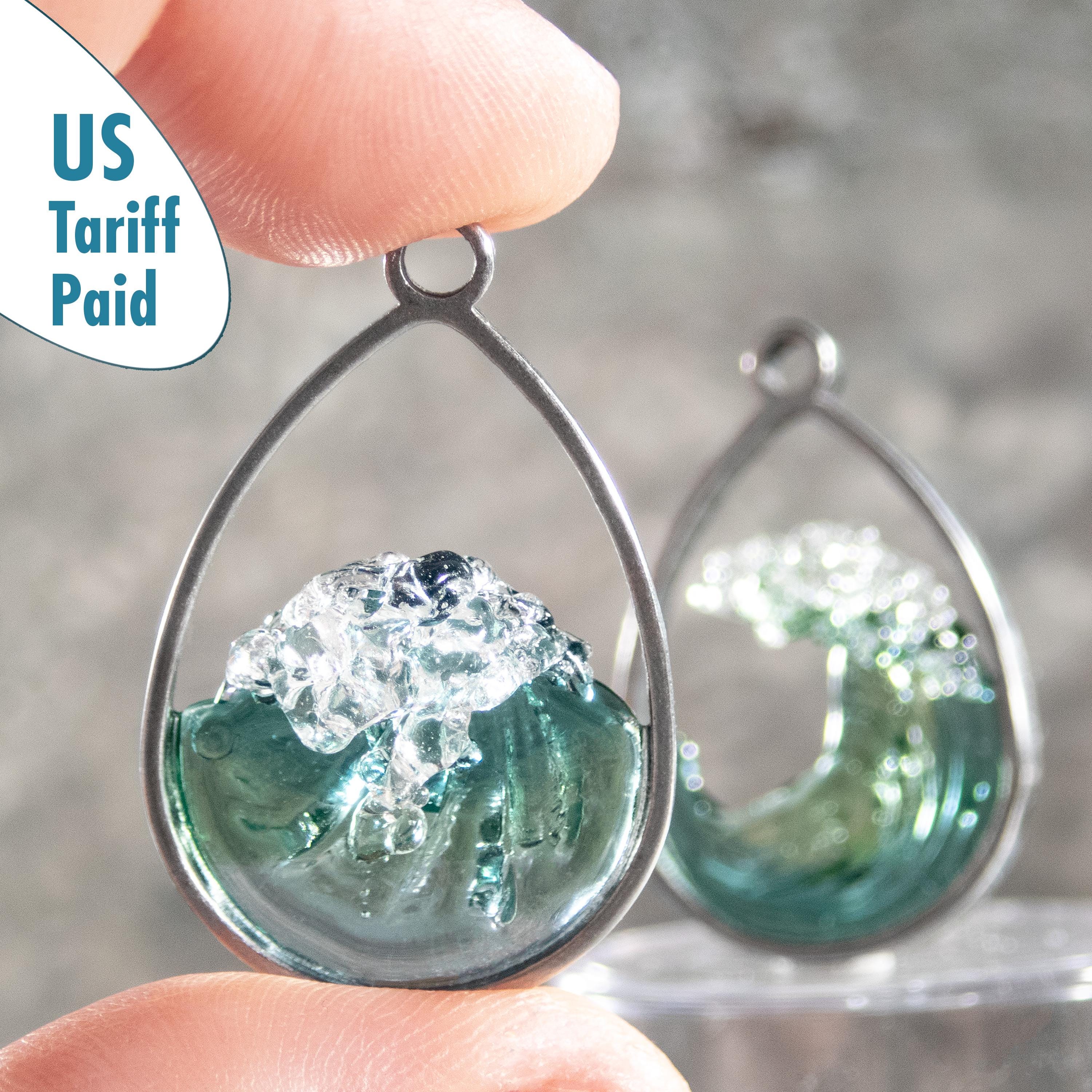 Blown Glass Wave Pendant: Teardrop Ocean Necklace, Surfer Jewelry - Etsy