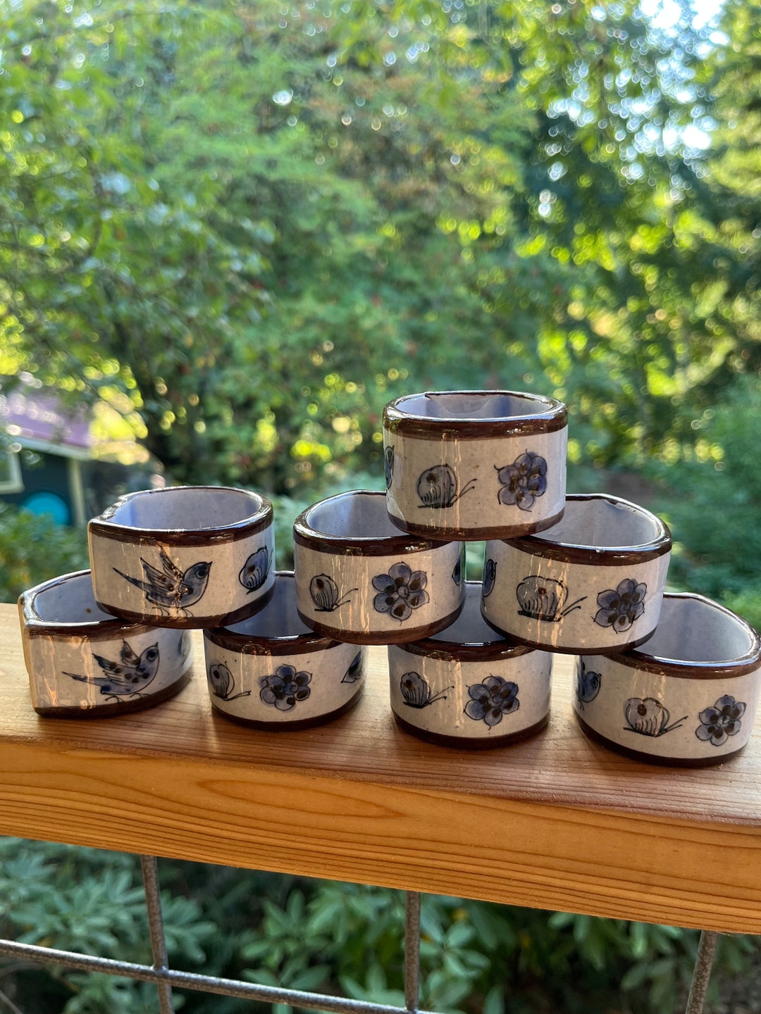 8 Vintage Tonala Mexican Ceramic Napkin Rings With a Bird, Feather ...