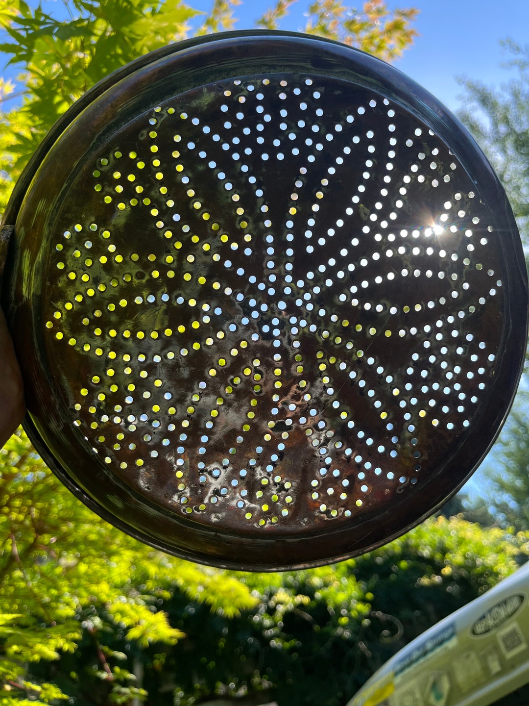 Antique Copper Strainer/colander/sieve With Brass Handle, Country ...