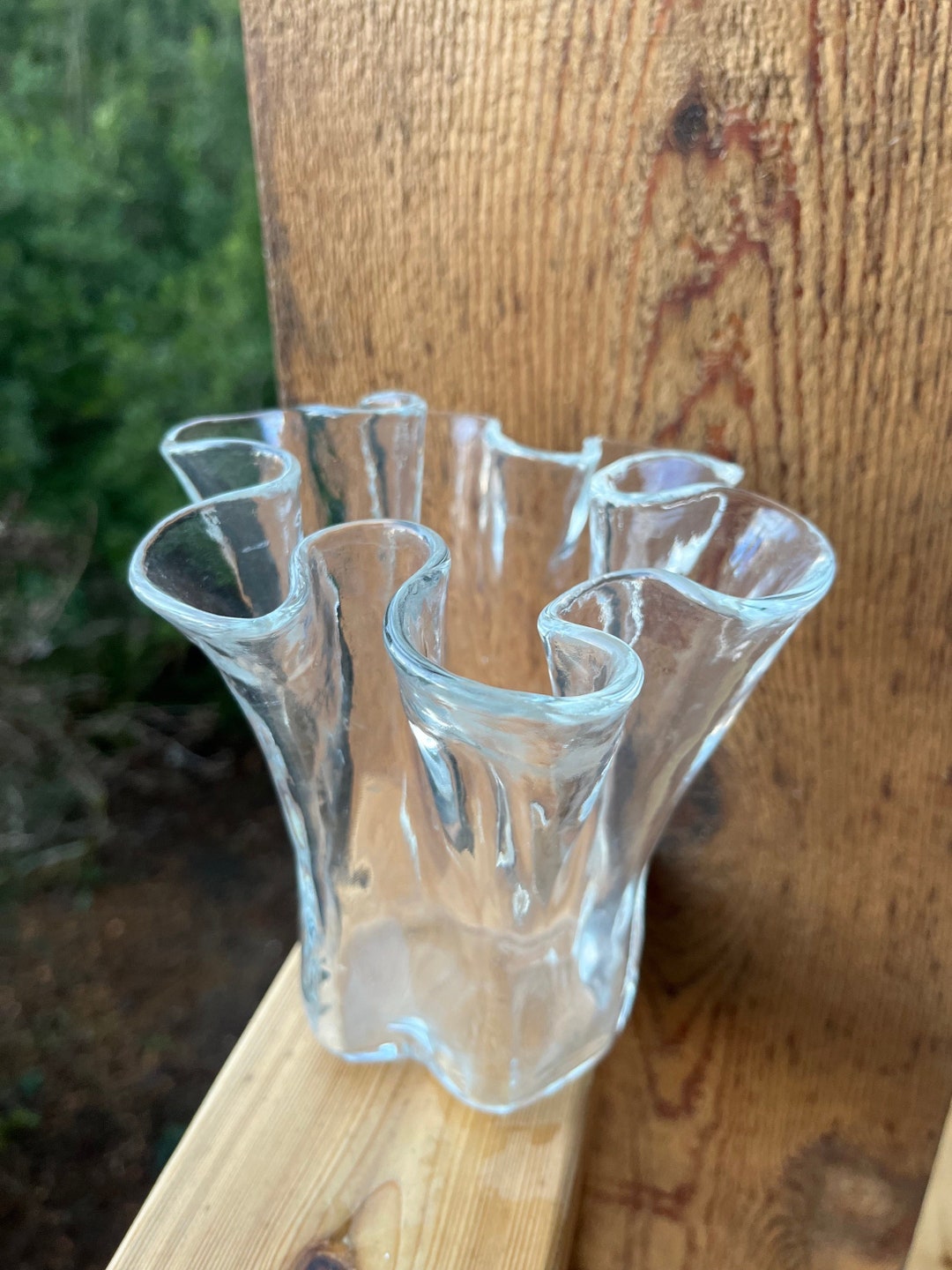 MCM Muurlan Lasi Finnish EVA Clear Glass Hankerchief/ruffled Flower ...