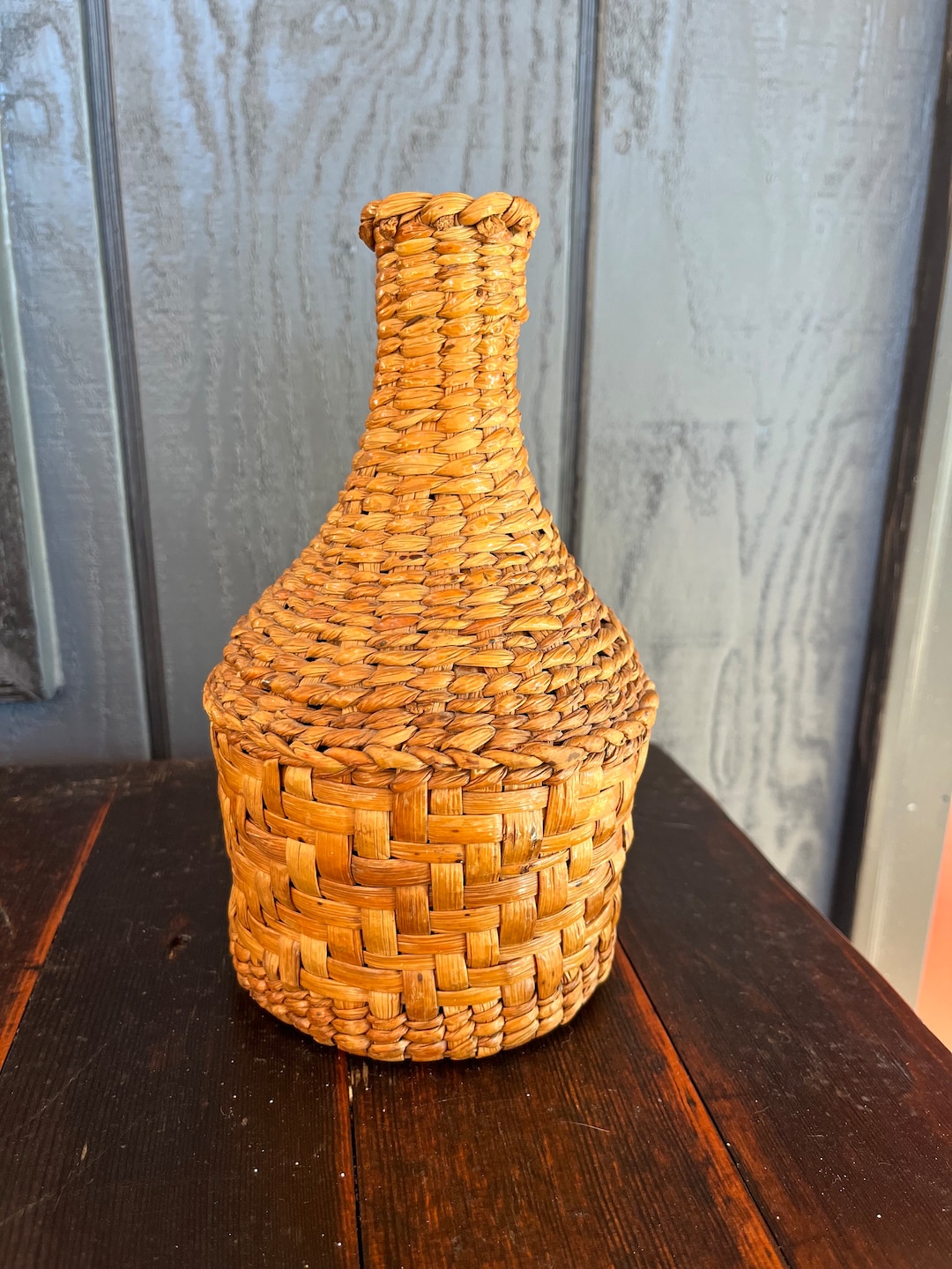 Lovely and Elegant Vintage Wicker/rattan Woven, Basket Wrapped Bottle ...