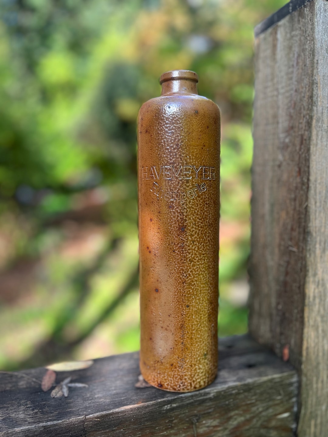 Antique Earthenware Salt Glaze German Wine Bottle Havemeyer Rheinperle ...