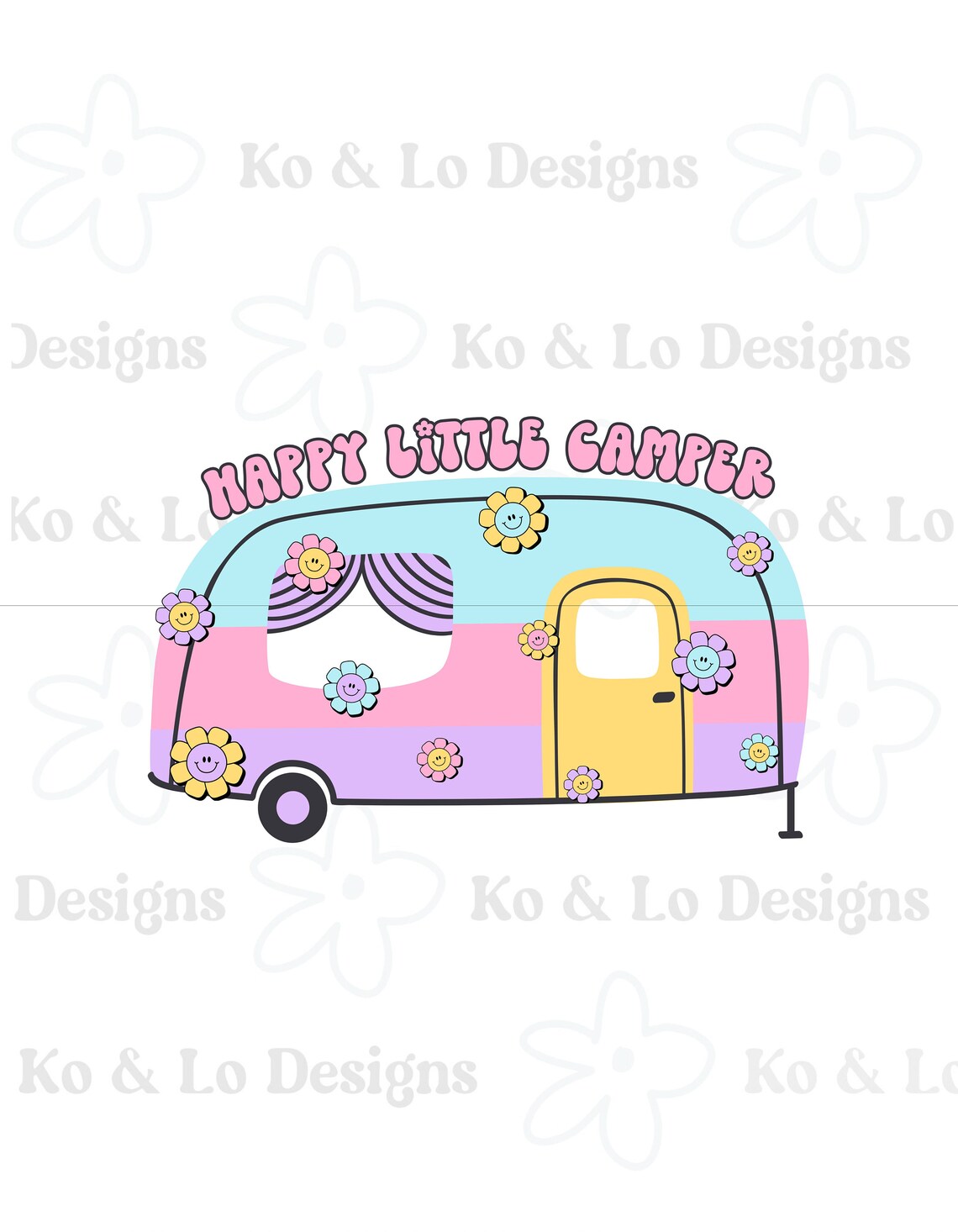 Happy Little Camper PNG, Floral Camper Digital Design, Happy Camper ...