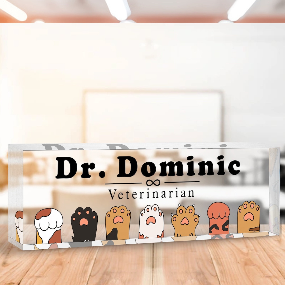 Personalized Desk Name Plate, Name Plates for Desks, Paw Dog Cat Design ...