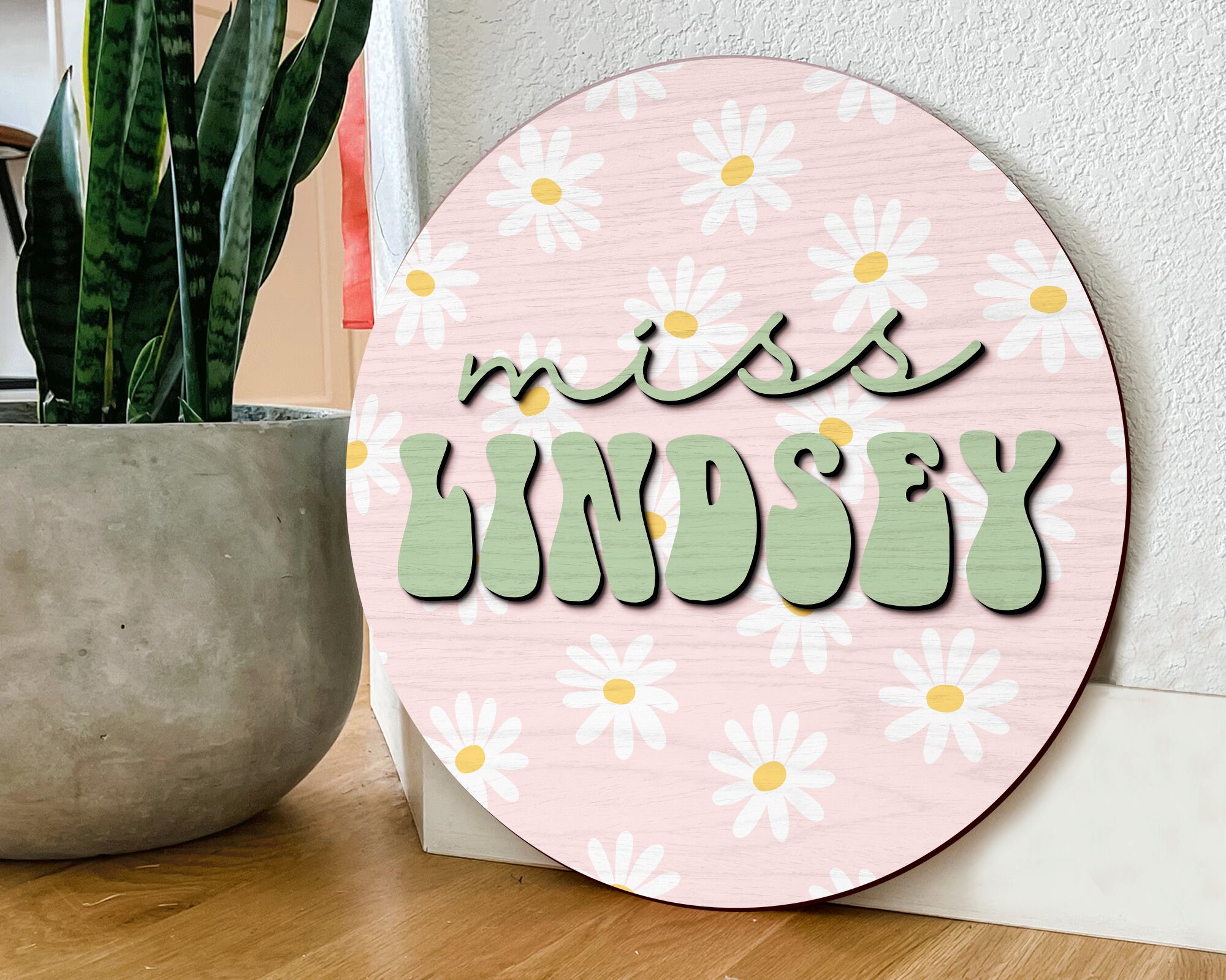 Floral Teacher Name Wooden Sign, Teacher Appreciation Gift ...