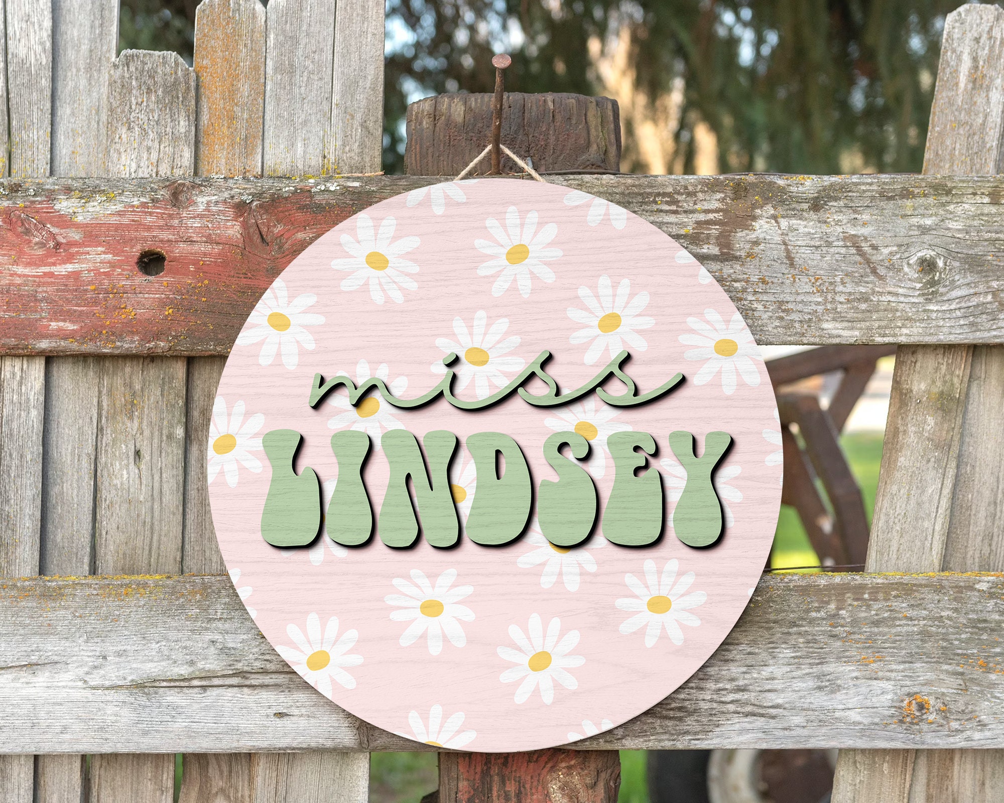 Floral Teacher Name Wooden Sign, Teacher Appreciation Gift ...