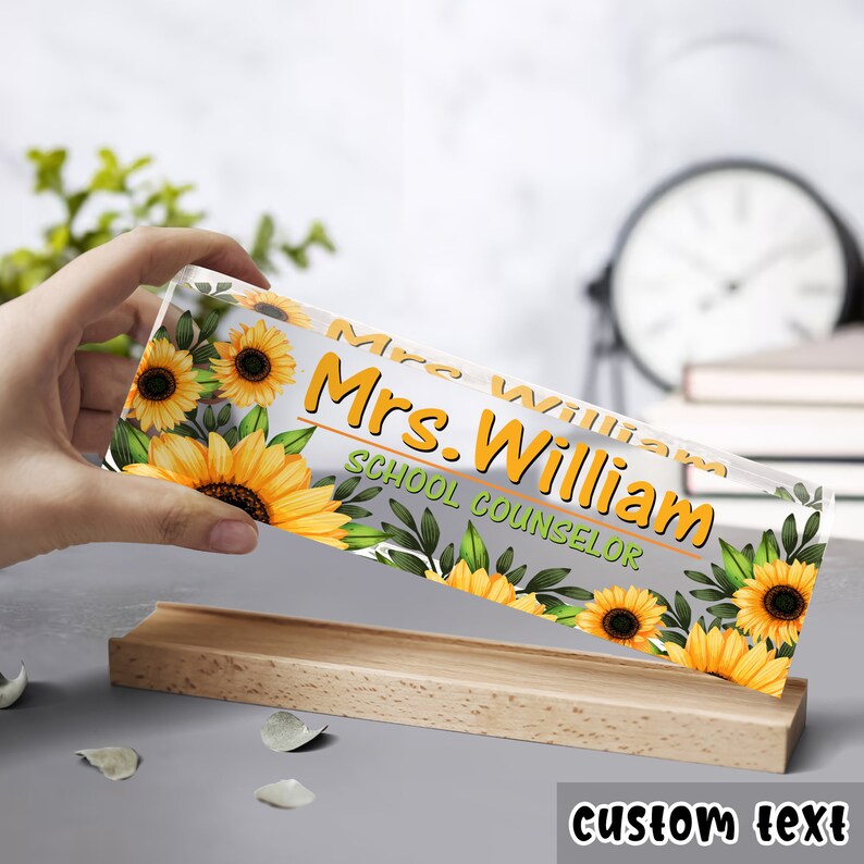 Back to School Gifts, Personalized Sunflower Teacher Desk Name Plate ...