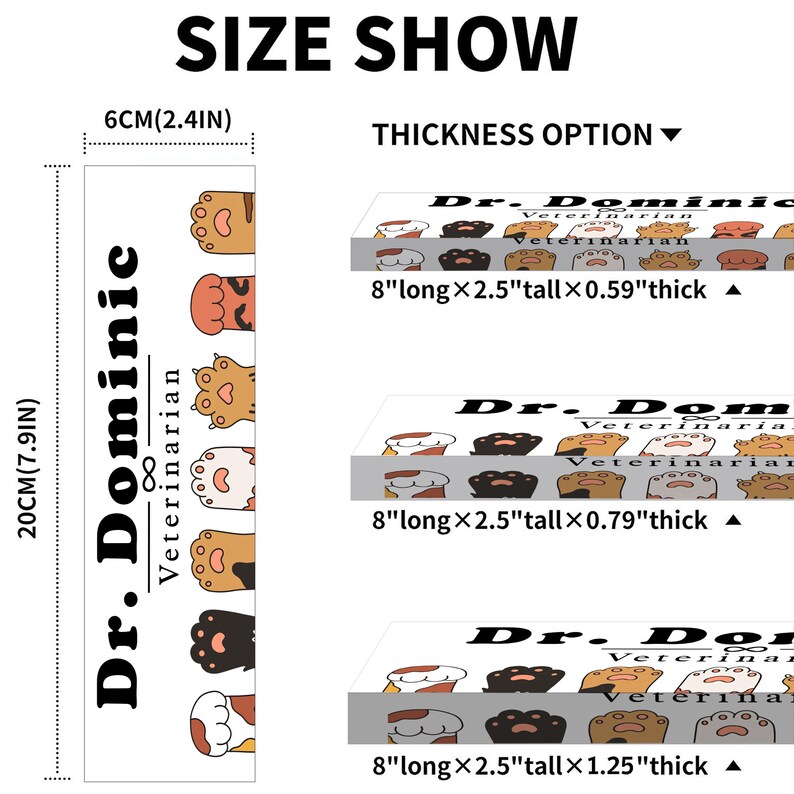 Personalized Desk Name Plate, Name Plates for Desks, Paw Dog Cat Design ...