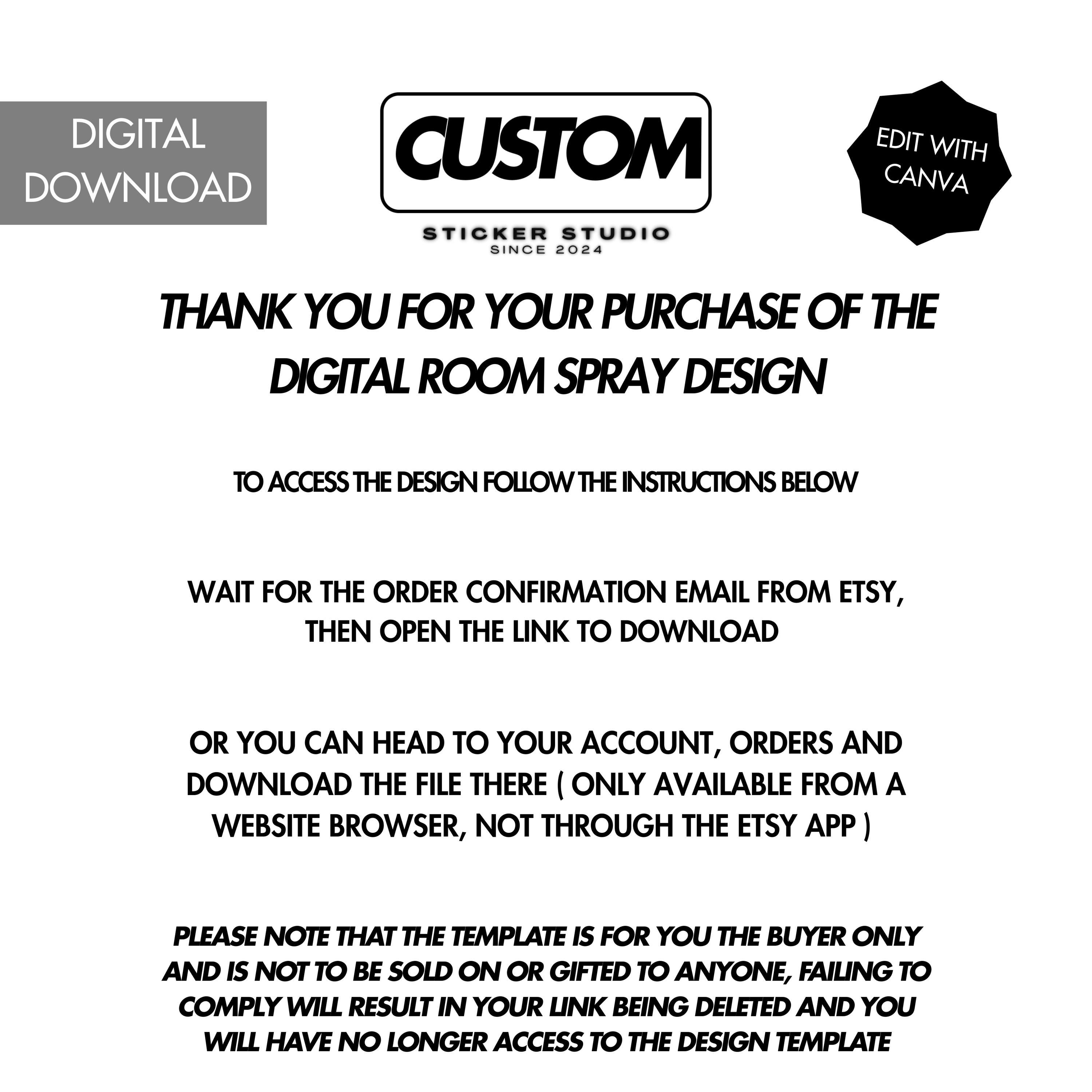 Editable Printable Minimal Room Spray Label Digital Template Download ...