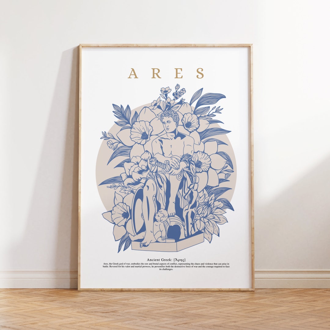 Ares Greek God of War Ancient Greek Mythology Art Illustration Poster ...