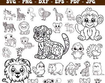 Animals Outline Svg,safari Animals Png,cute African Jungle Animal ...