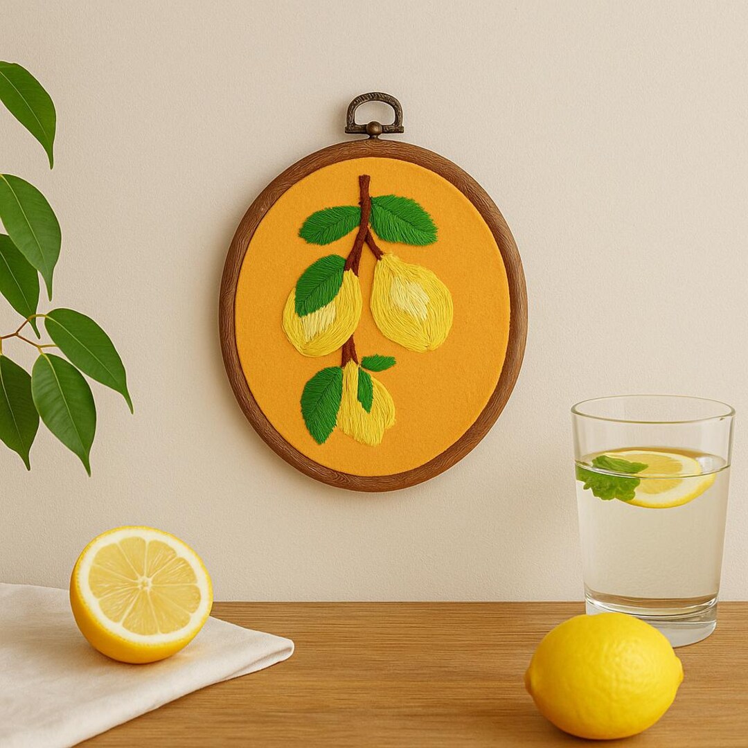 Hand Embroidered Lemon Hoop Art: Kitchen Decor, Housewarming Gift - Etsy