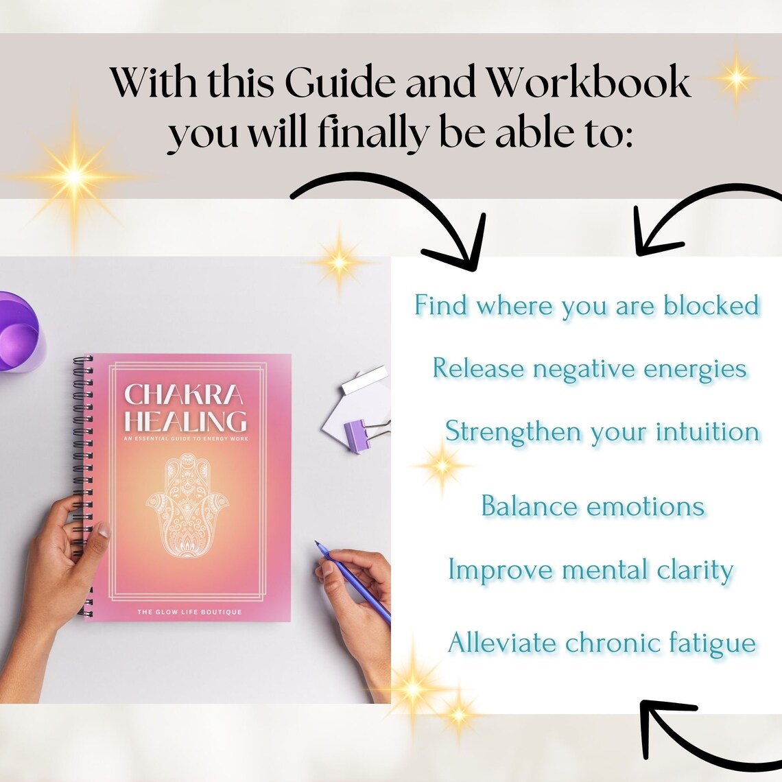 Chakra Healing Workbook Printable Spiritual Book Chakra Planner Third Eye Opening & Energy ...