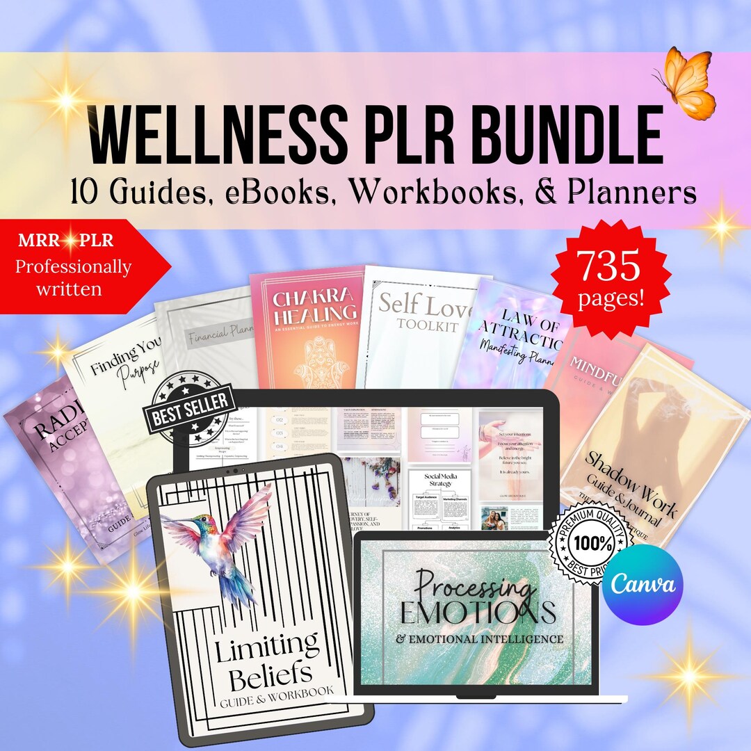 Mental Health Bundle PLR Wellness Ebook Bundle Canva PLR Bundle Self-help Ebook Coaching ...