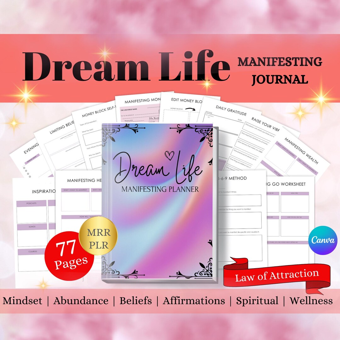 PLR Manifestation Journal Money Abundance Workbook PLR Dream Life ...