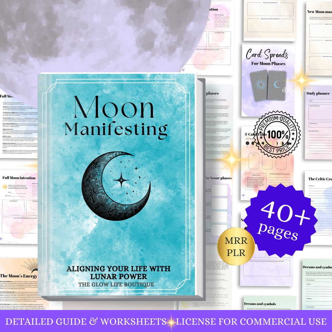 New Moon Journal Moon Calendar Journal Manifesting Kit, Grimoire Pages ...