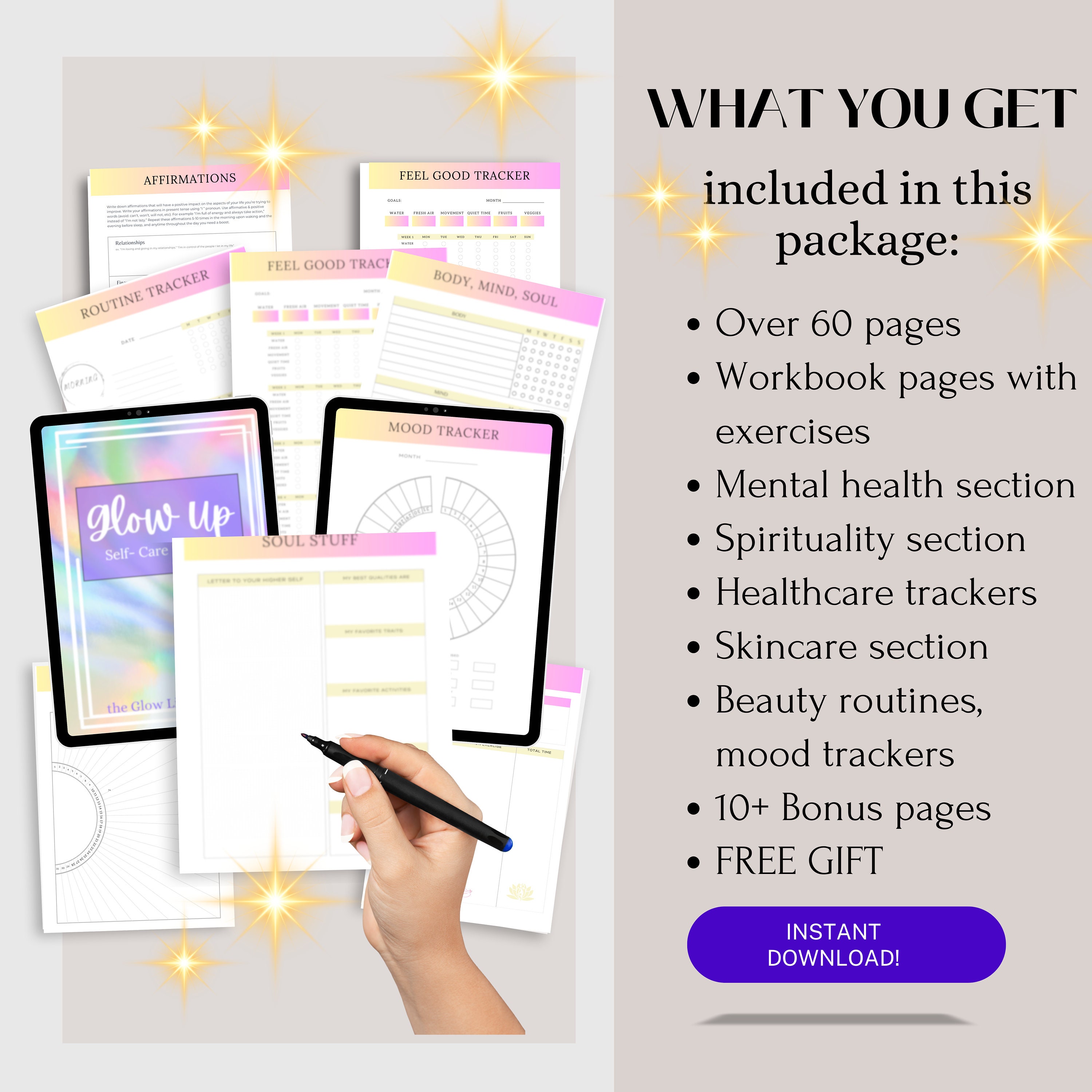 Glow up Guide, Glow up Challenge Self Care PLR Women Teenage Self Care ...