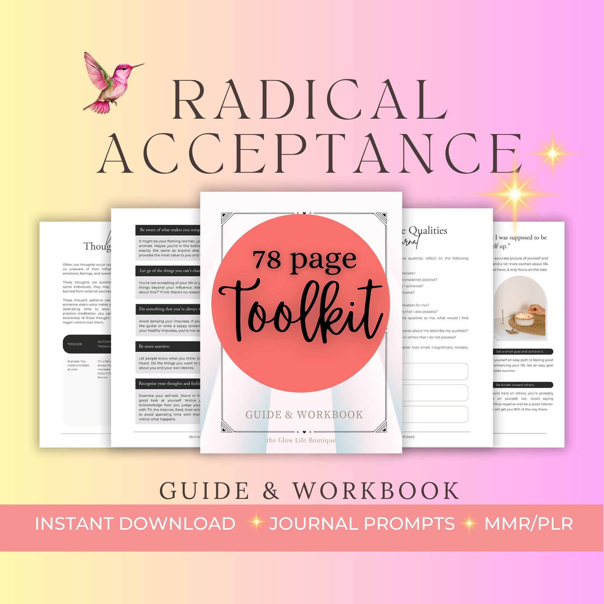 Radical Acceptance Worksheet Acceptance Letter Personal Development PLR ...