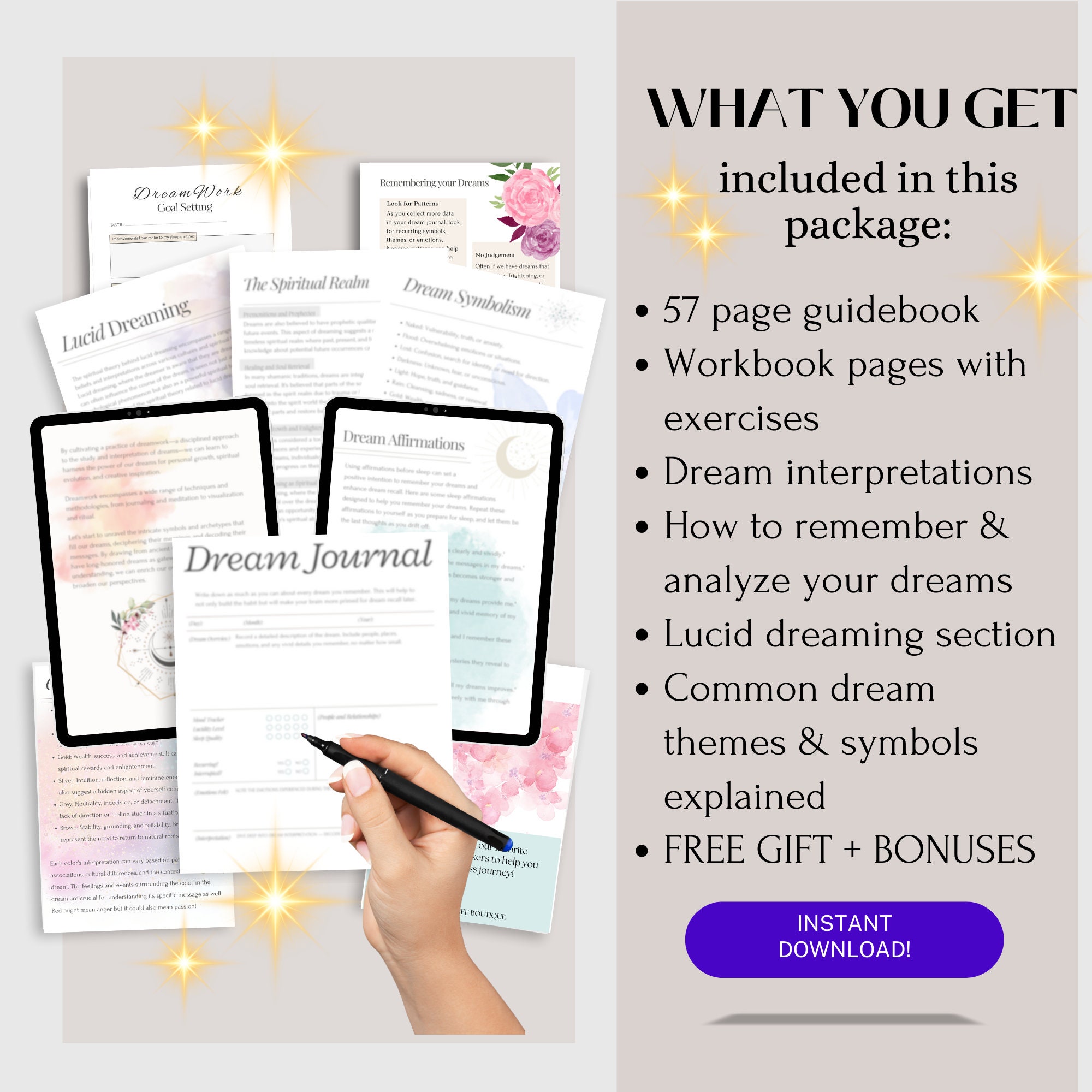 Dream Interpretation Guide Dream Tracker Dream Journal Lucid Dreams ...