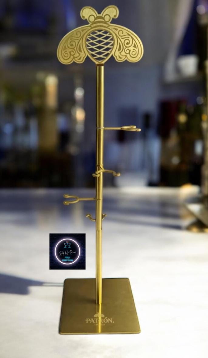 Matte Gold Patron Tequila Bottle Tower – Stainless Steel Drink Stand ...