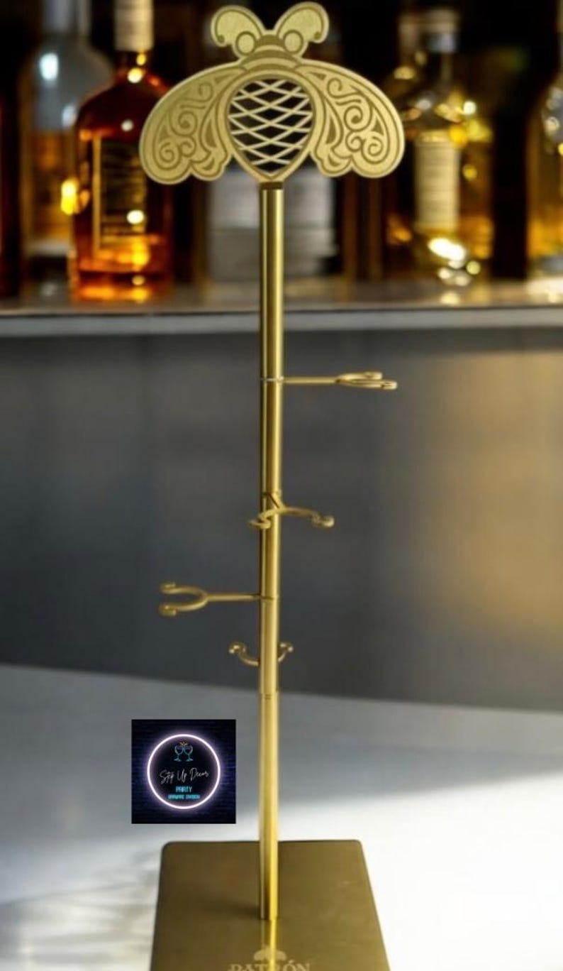 Matte Gold Patron Tequila Bottle Tower – Stainless Steel Drink Stand ...