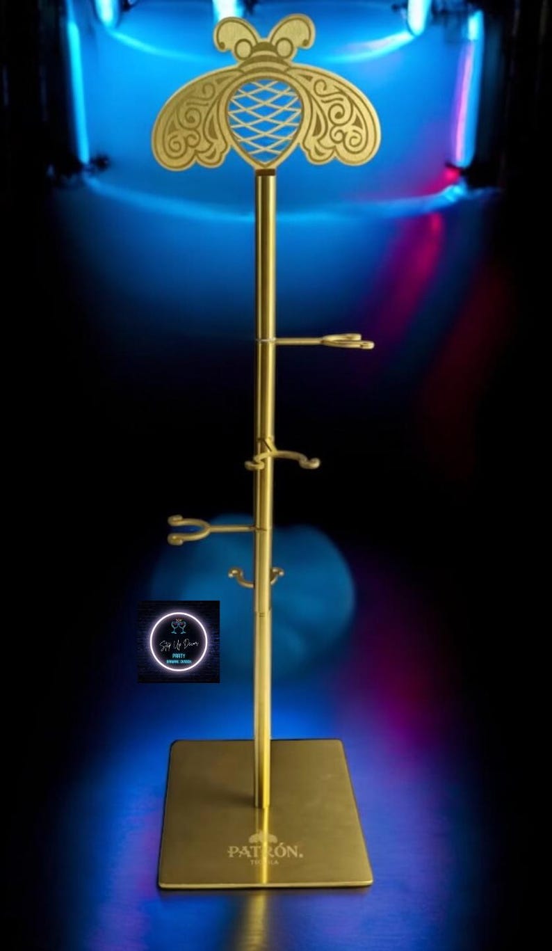 Matte Gold Patron Tequila Bottle Tower – Stainless Steel Drink Stand ...