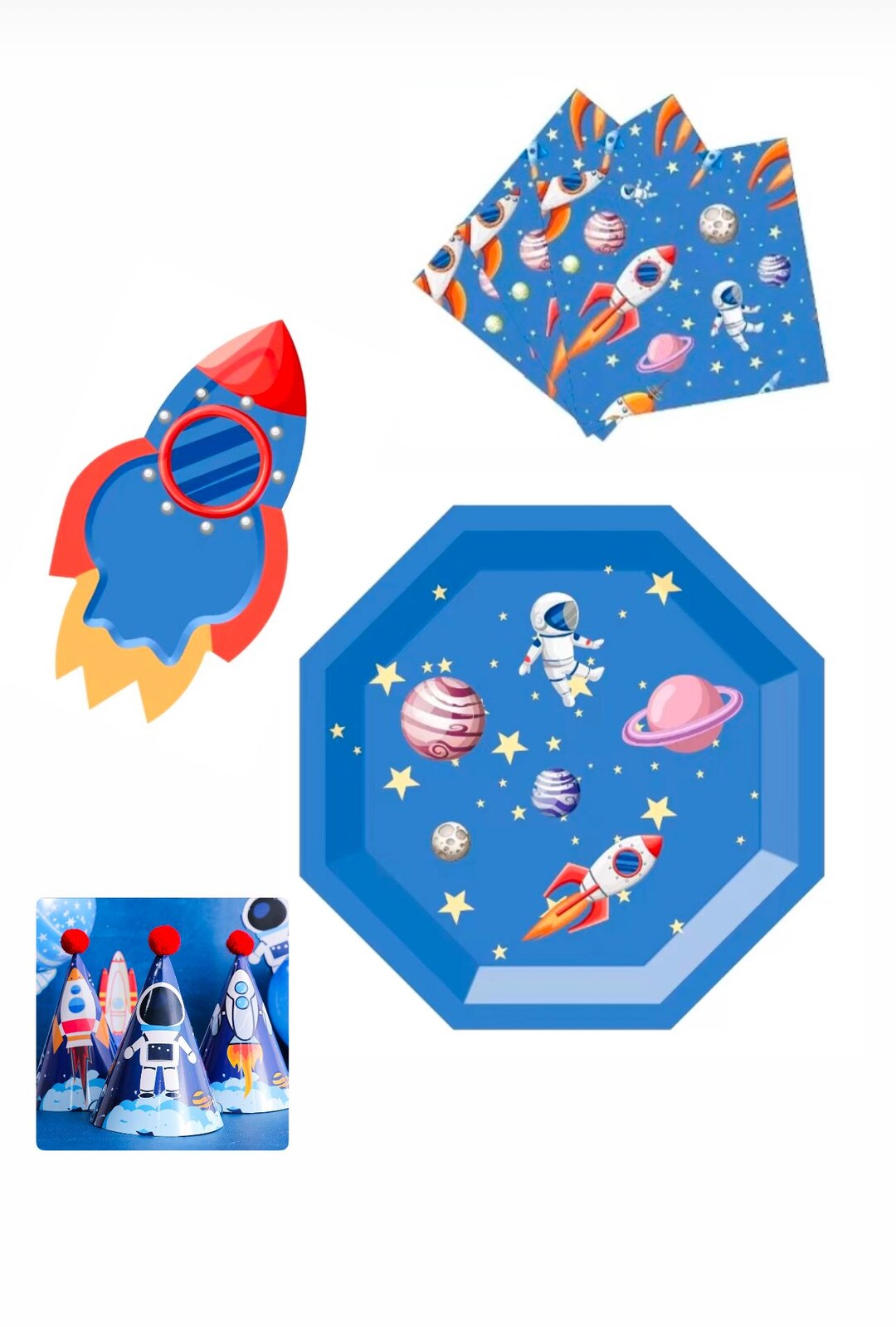 Spaceship Party Set, Astro Party, 8 Spaceship Small Dinner Plates , 8 ...