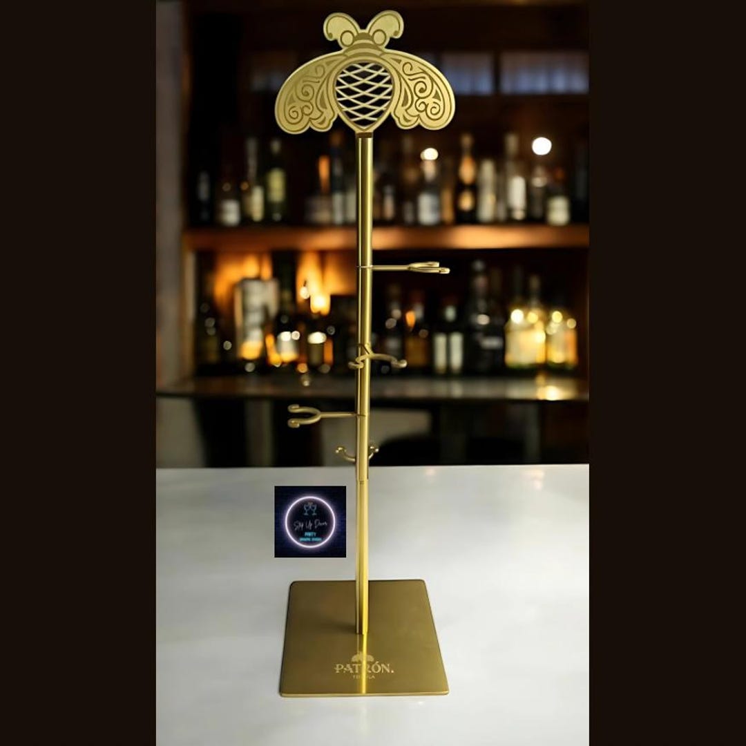 Matte Gold Patron Tequila Bottle Tower – Stainless Steel Drink Stand ...